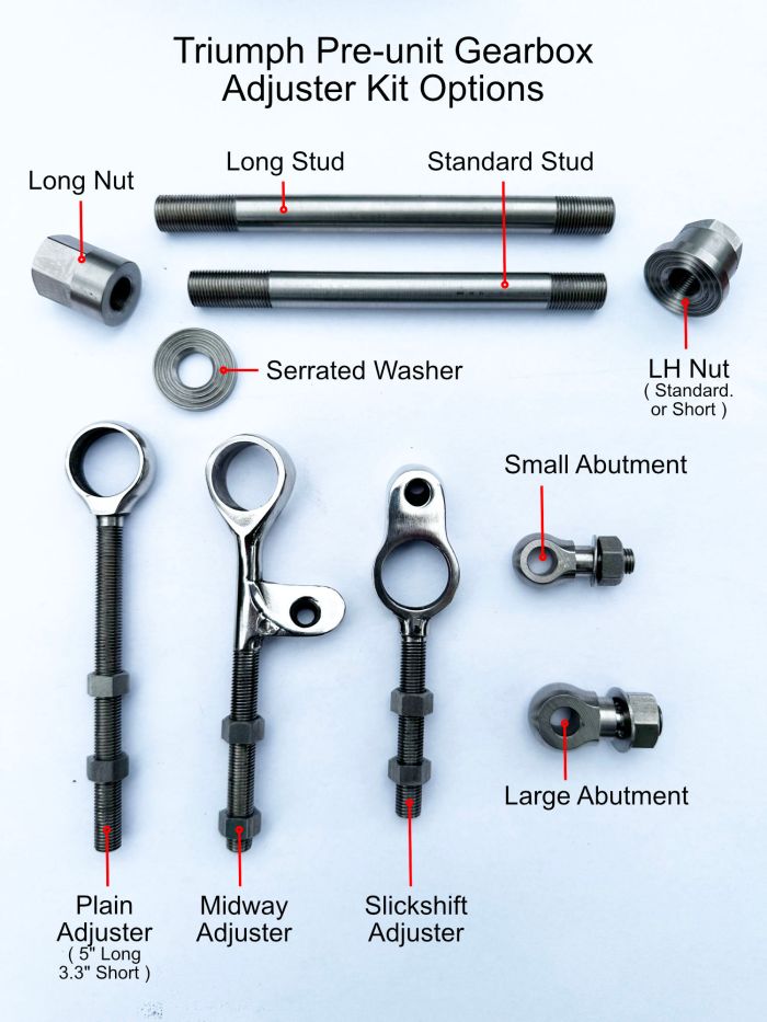 Slickshift Triumph Pre-Unit Gearbox Adjuster Set - Stainless Classics